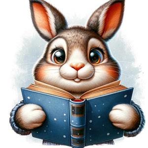 Bunny and Book Watercolor Clipart Bundle, Digital Download for ...