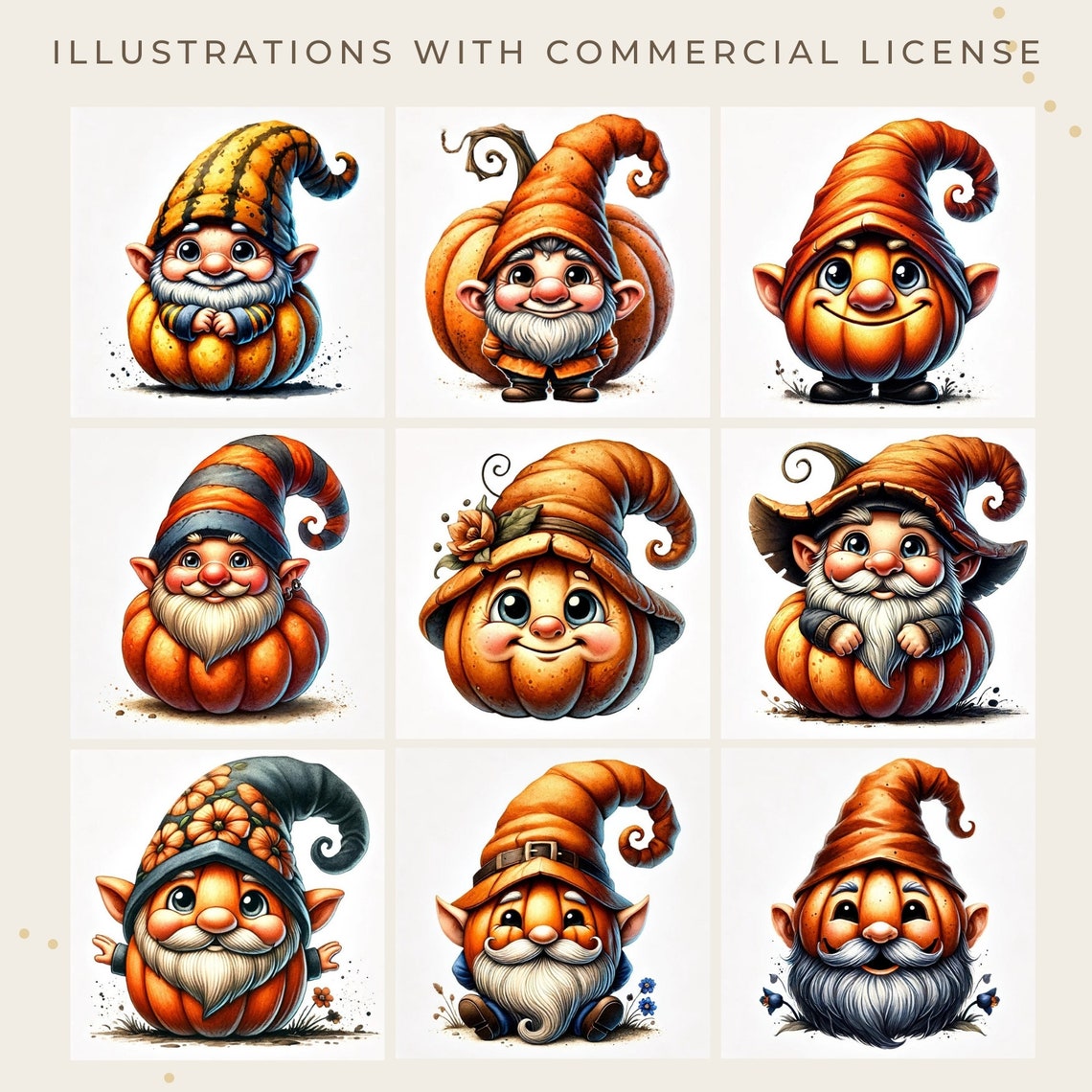 Funny Pumpkin Gnome Clipart, Digital Images for Junk Journals, Autumn ...