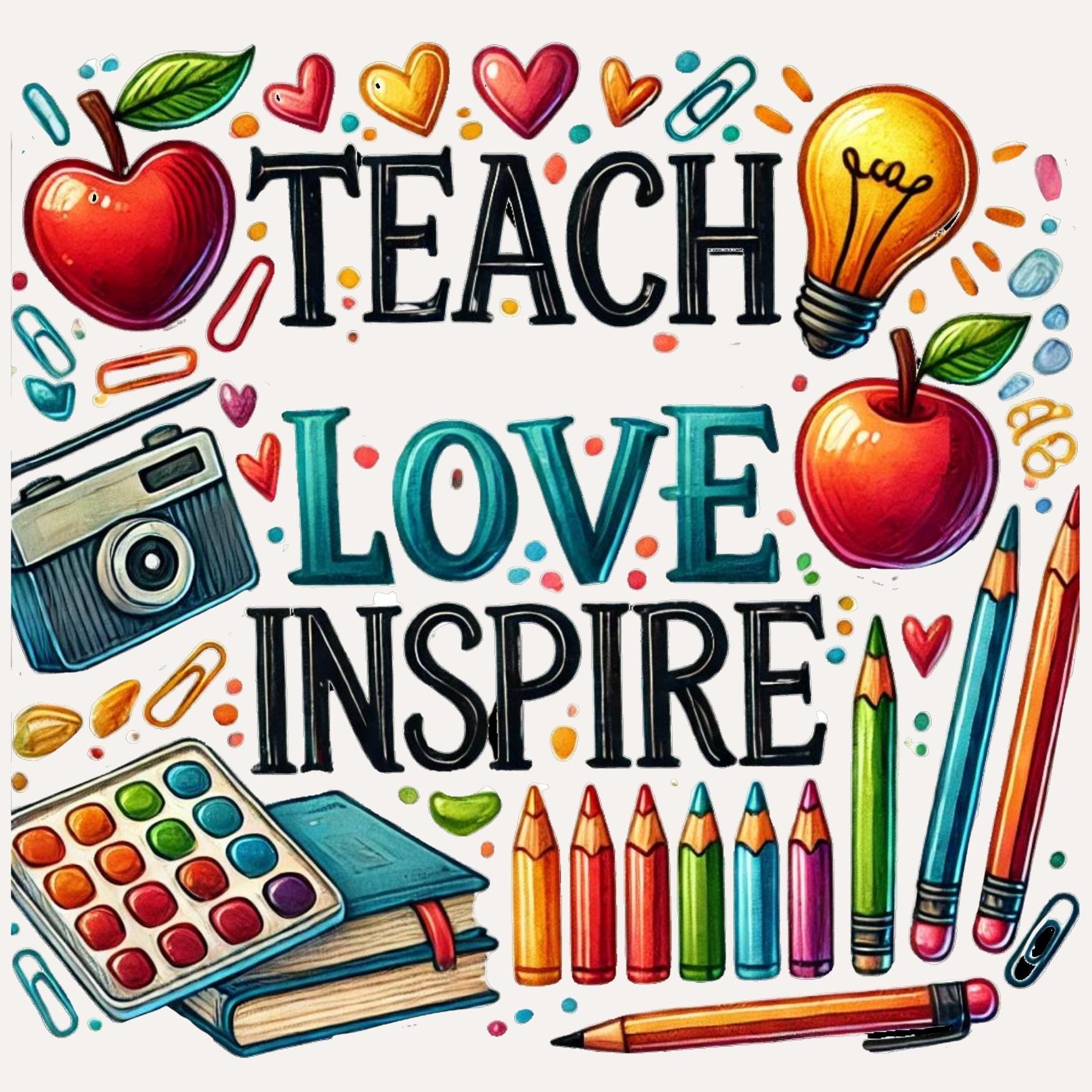 Teach Love Inspire Clipart Bundle, Instant Download for Sublimation ...