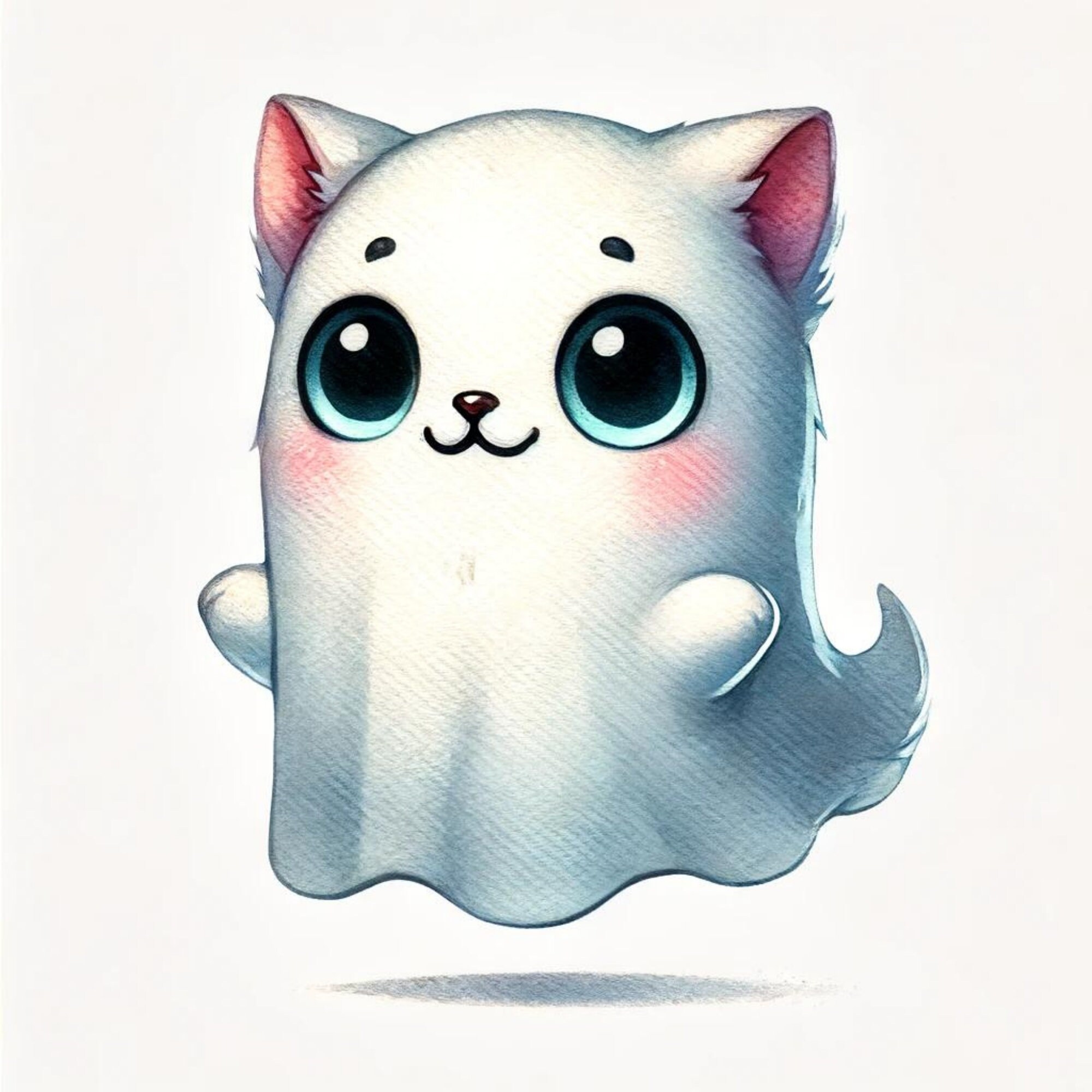 Kawaii Ghost Clipart Set Digital Crafting, Watercolor Images, Junk ...