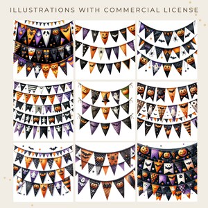 Halloween Bunting Clipart Set,halloween Watercolor Bundle for DIY ...