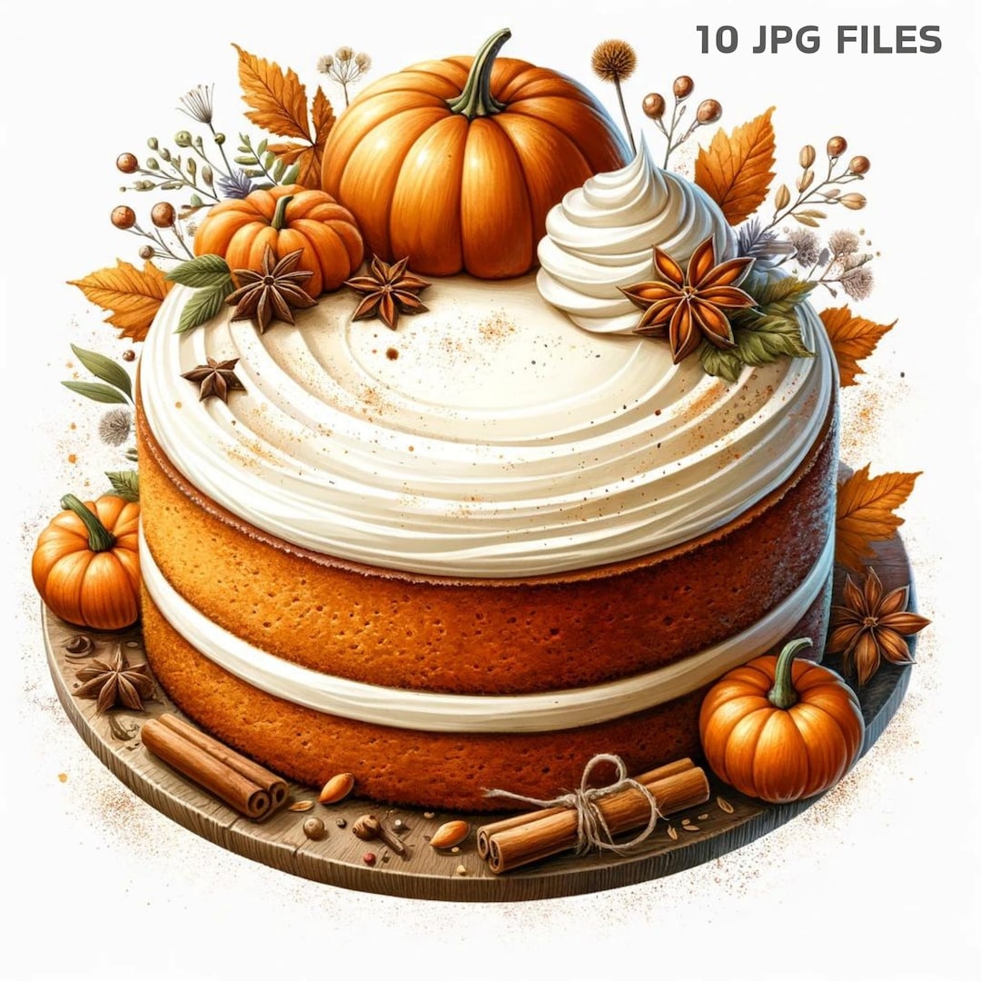 Cute Pumpkin Cake Clipart Set: Digital Download for Crafting ...