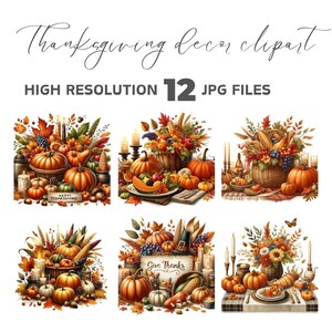 Fall Thanksgiving Clipart Bundle, Watercolor Images for Digital ...
