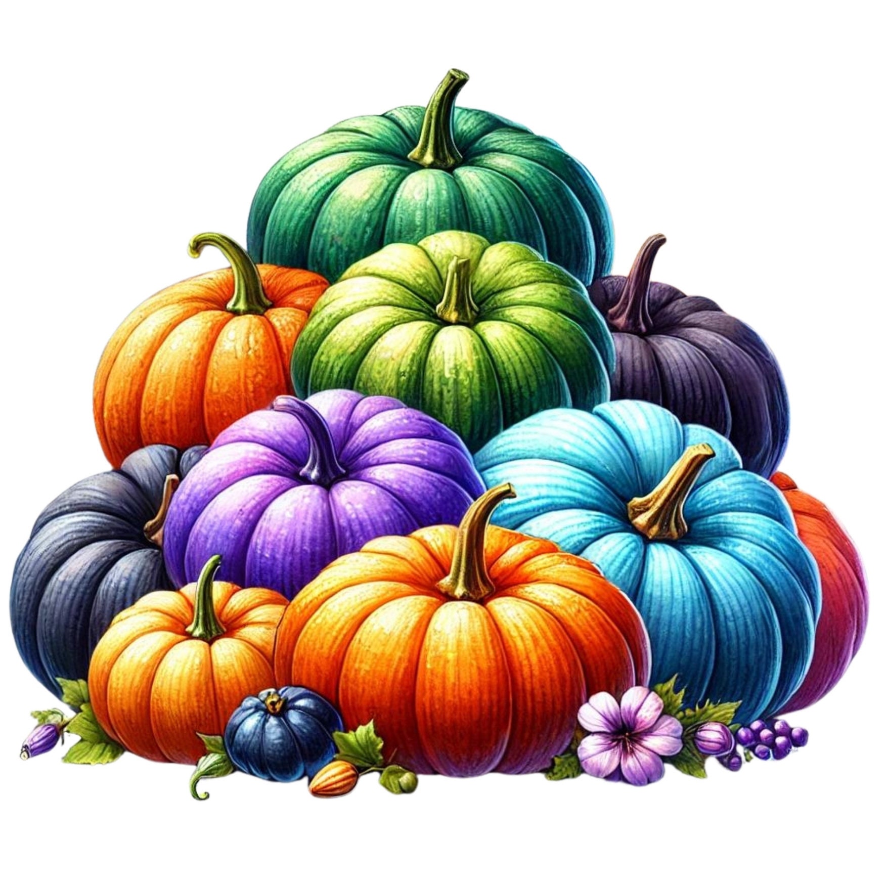 Colorful Pumpkin Stack Clipart for Fall Sublimation, Digital Download ...