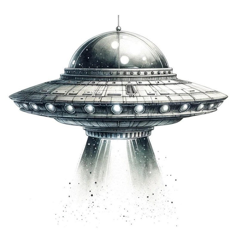 12 Flying Saucer Digital Clipart Set, Fun UFO Illustrations for Digital ...