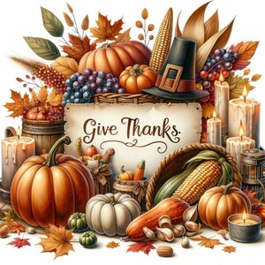 Fall Thanksgiving Clipart Bundle, Watercolor Images for Digital ...
