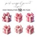 Pink Wrapped Present Clipart Bundle for Digital Crafting, Watercolor ...