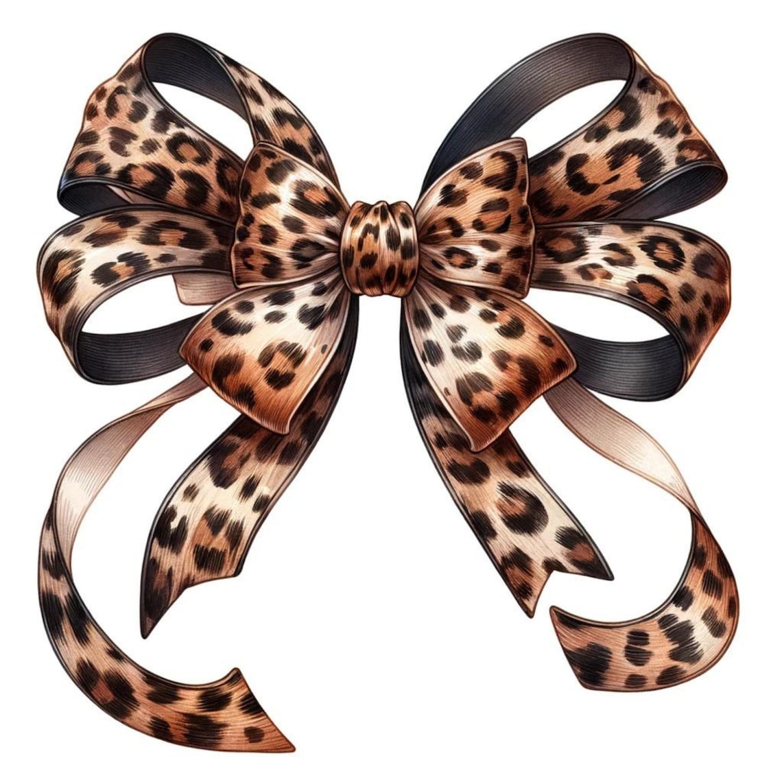 Leopard Bow Clipart Set, Digital Crafting Junk Journal, Watercolor Bow ...