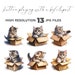 Cat Clipart Bundle, Cute Kittens Playing With Boxes, Digital Graphics ...