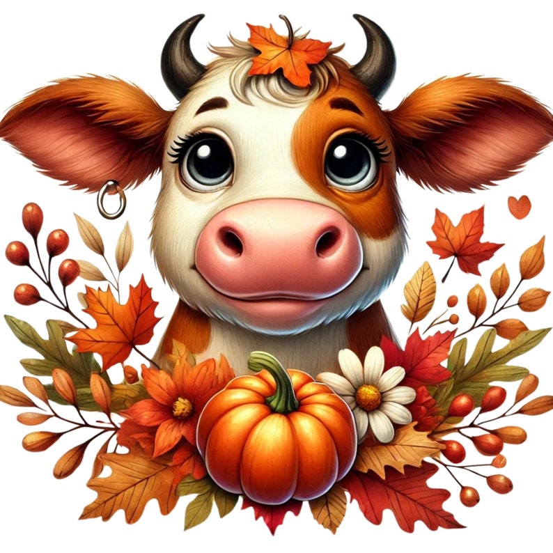Funny Autumn Cow Clipart Bundle Crafting, Funny Thanksgiving Designs ...