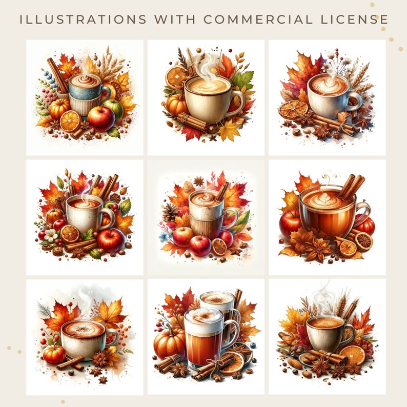 Autumn Hot Drinks Clipart Bundle, Hot Chocolate, Pumpkin Spice ...