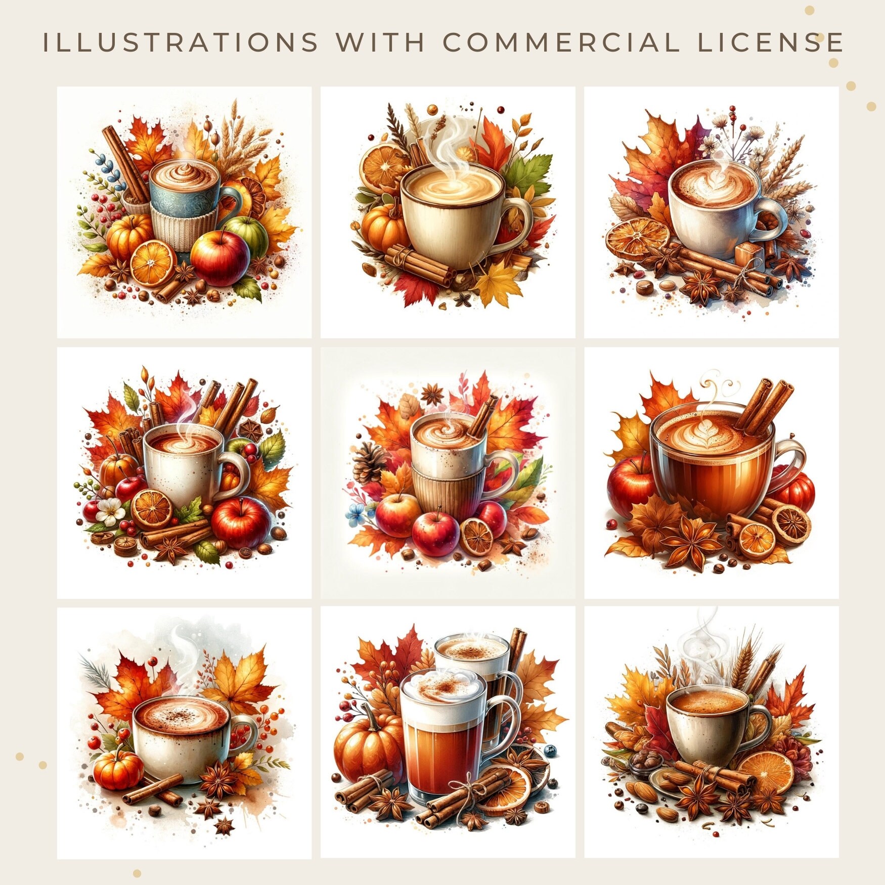 Autumn Hot Drinks Clipart Bundle, Hot Chocolate, Pumpkin Spice ...