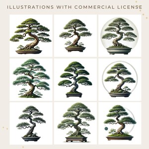 Digital Download Bonsai Tree Clipart Image for Crafting, Watercolor Set ...