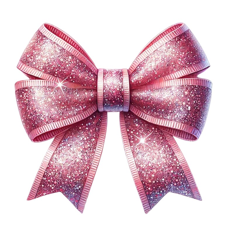 Pink Sparkling Coquette Bow Clipart, Watercolor Bows & Preppy Girly ...