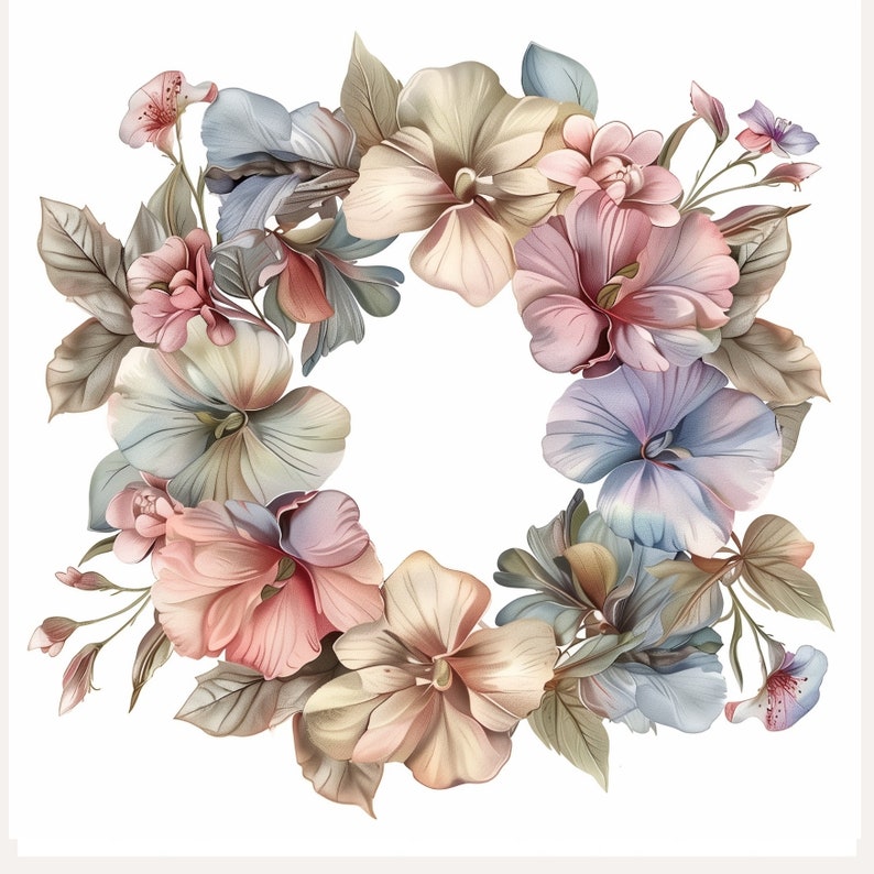 10 Mother's Day Wreath Clipart Set, Circle Florals, Wedding Flowers ...