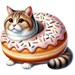 Donut Cat Clipart Bundle, Kawaii Animal Images, Digital Watercolor Set ...