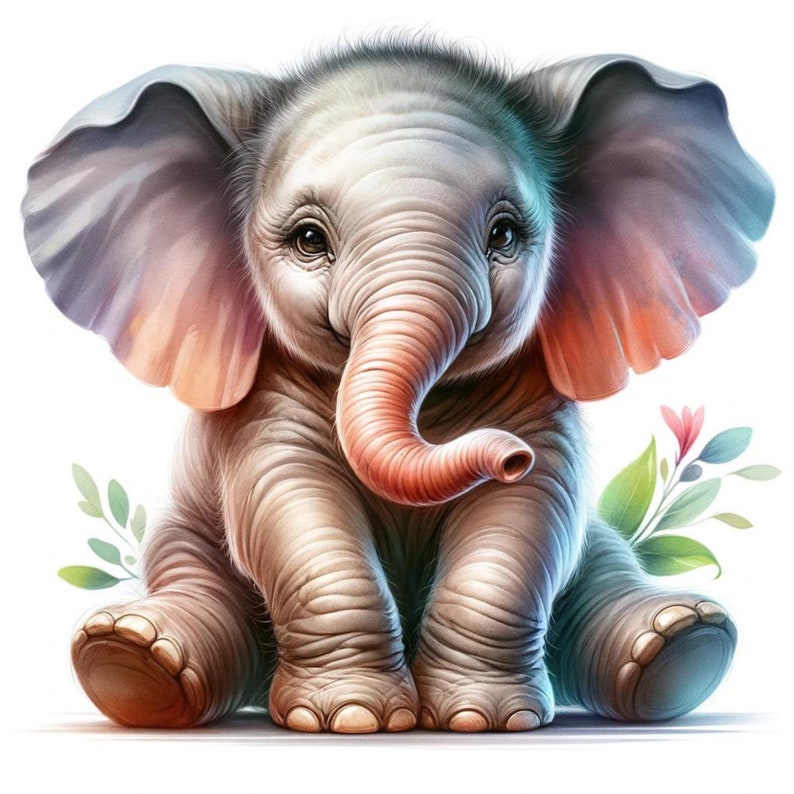 Watercolor Elephant Clipart Bundle, Instant Download for Cute Nursery ...