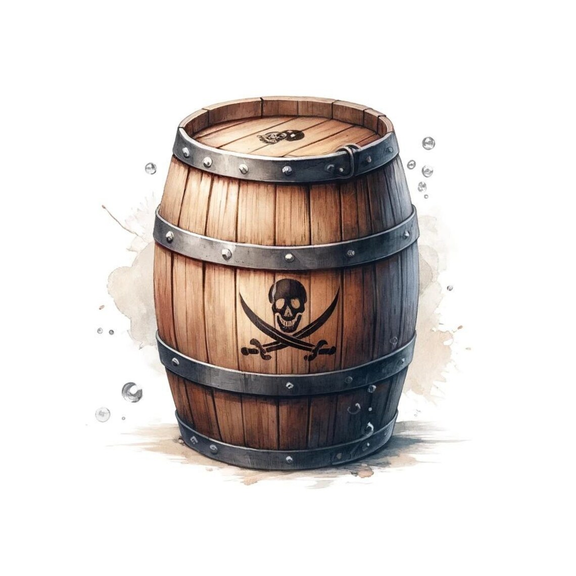 Pirate Barrel of Rum Clipart, Commercial Use Images for Junk Journal ...