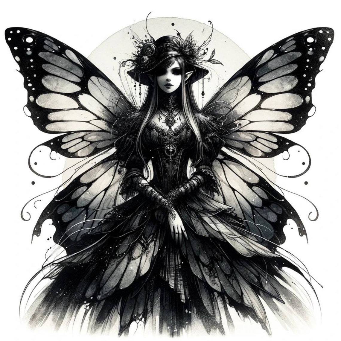 Gothic Fairy Clipart & Fairy Wings Art, Dark Fantasy Mystical for ...