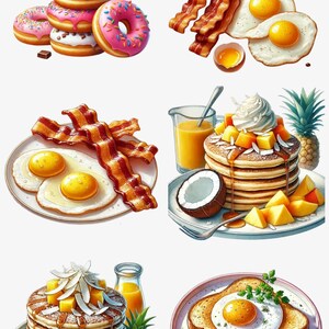 Breakfast Watercolor Clipart, Food Illustration for Digital Journals ...