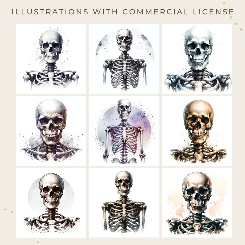 Mystical Halloween Clip Art Set, Skeleton Clipart, Skull Skeletons ...