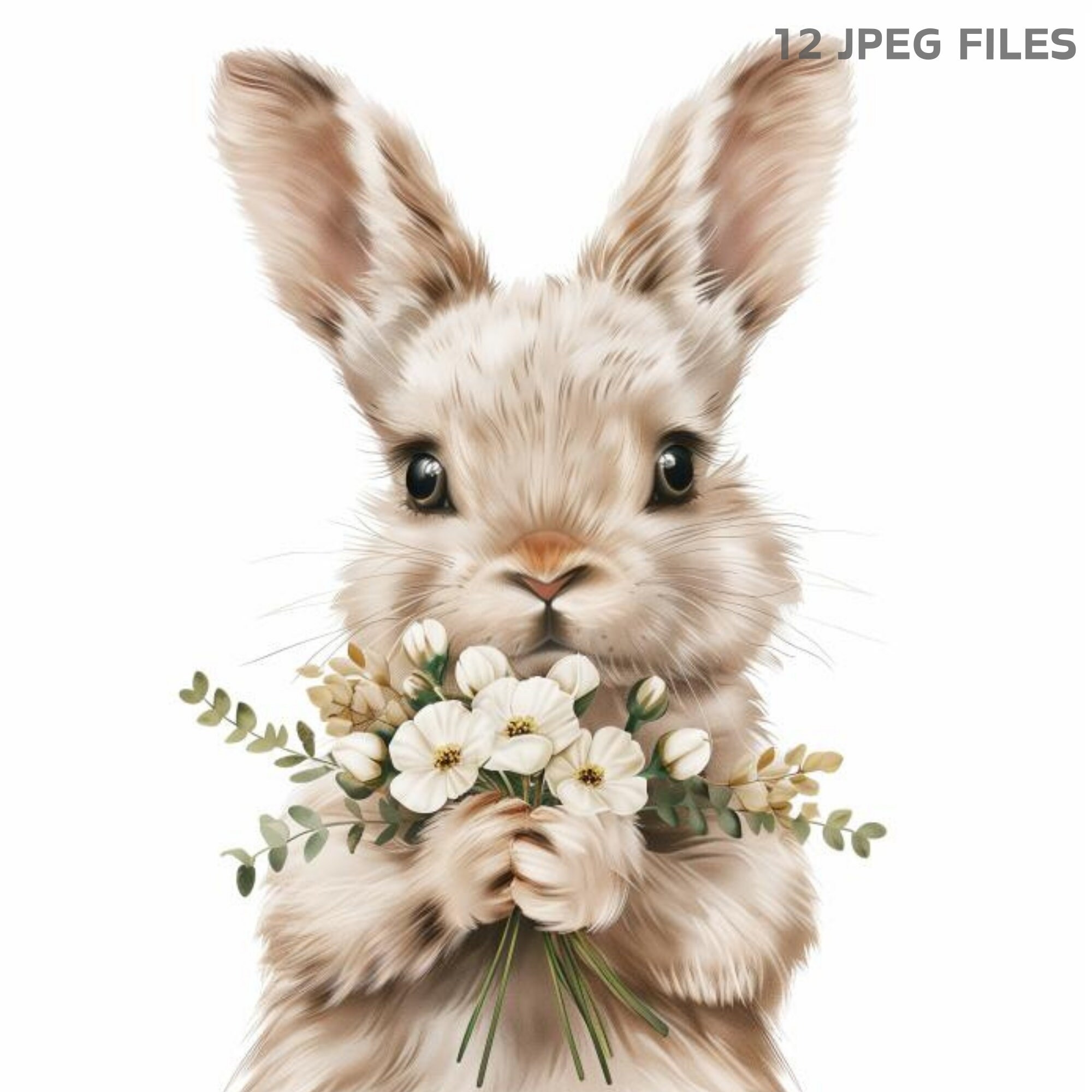 12 Watercolor Bunny Clipart, Instant Download, Digital Spring Clipart ...