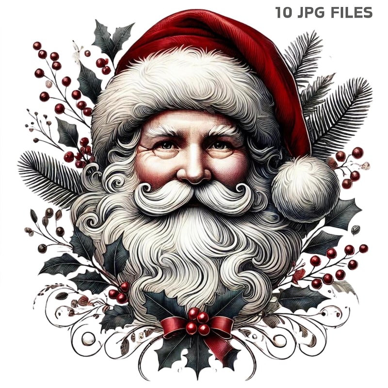 Santa Face Clipart - Etsy