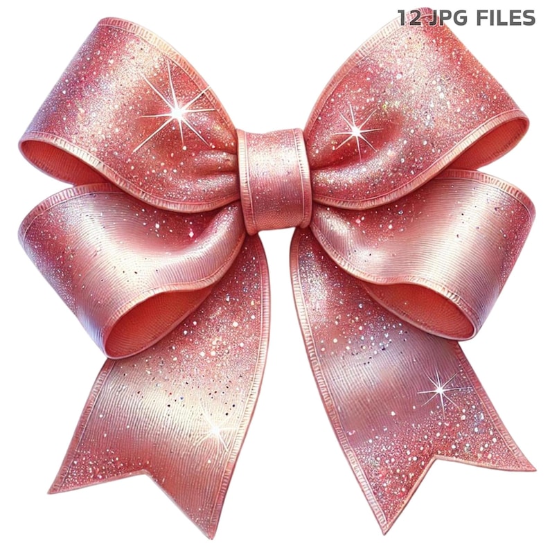 Pink Sparkling Coquette Bow Clipart, Watercolor Bows & Preppy Girly ...