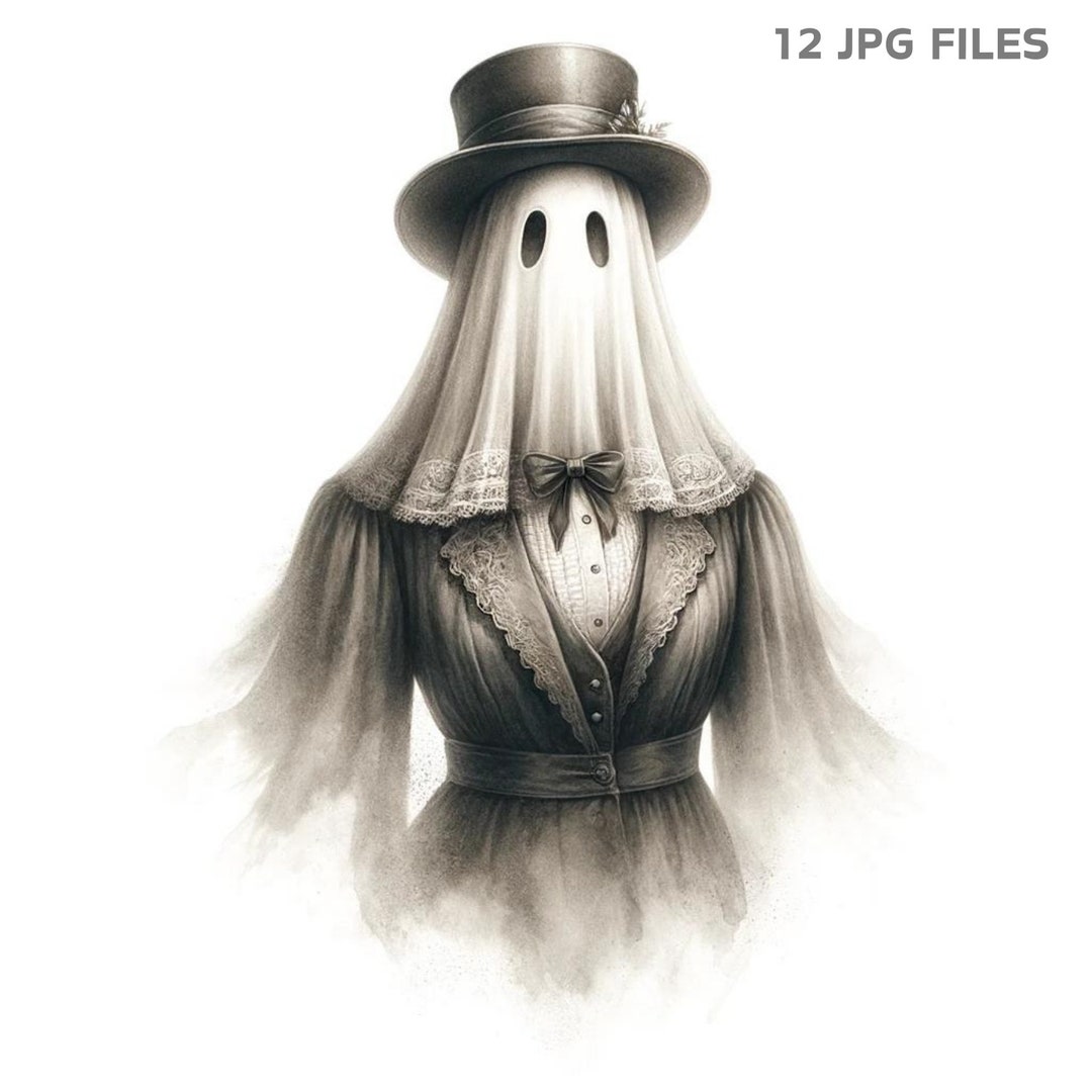 Vintage Ghost Clipart Bundle Instant Download for Paper Crafts ...
