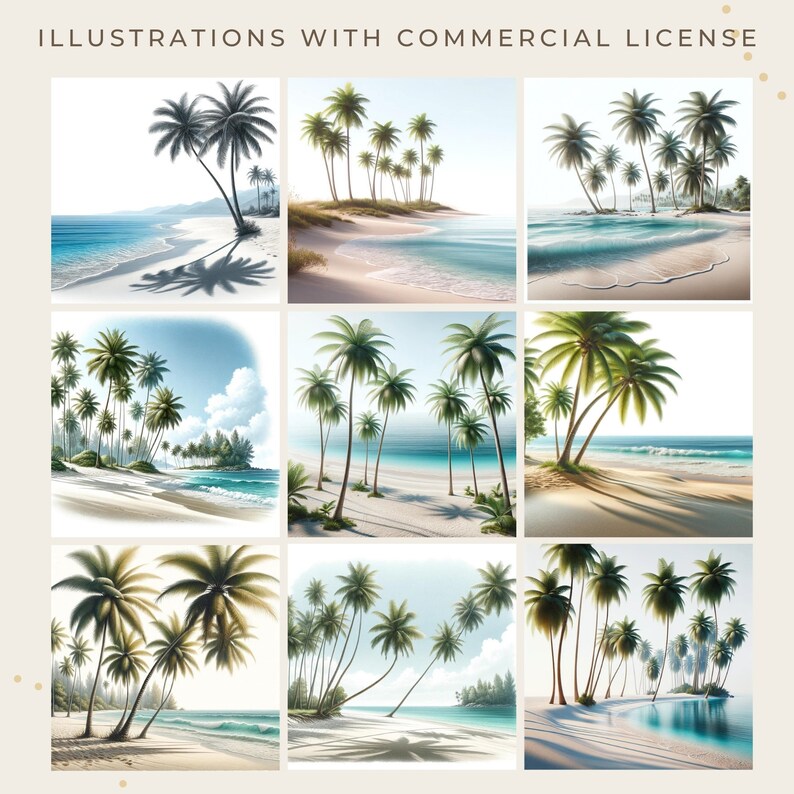 Ocean Clipart Set With Palm Tree Design, Tropical Island Background ...