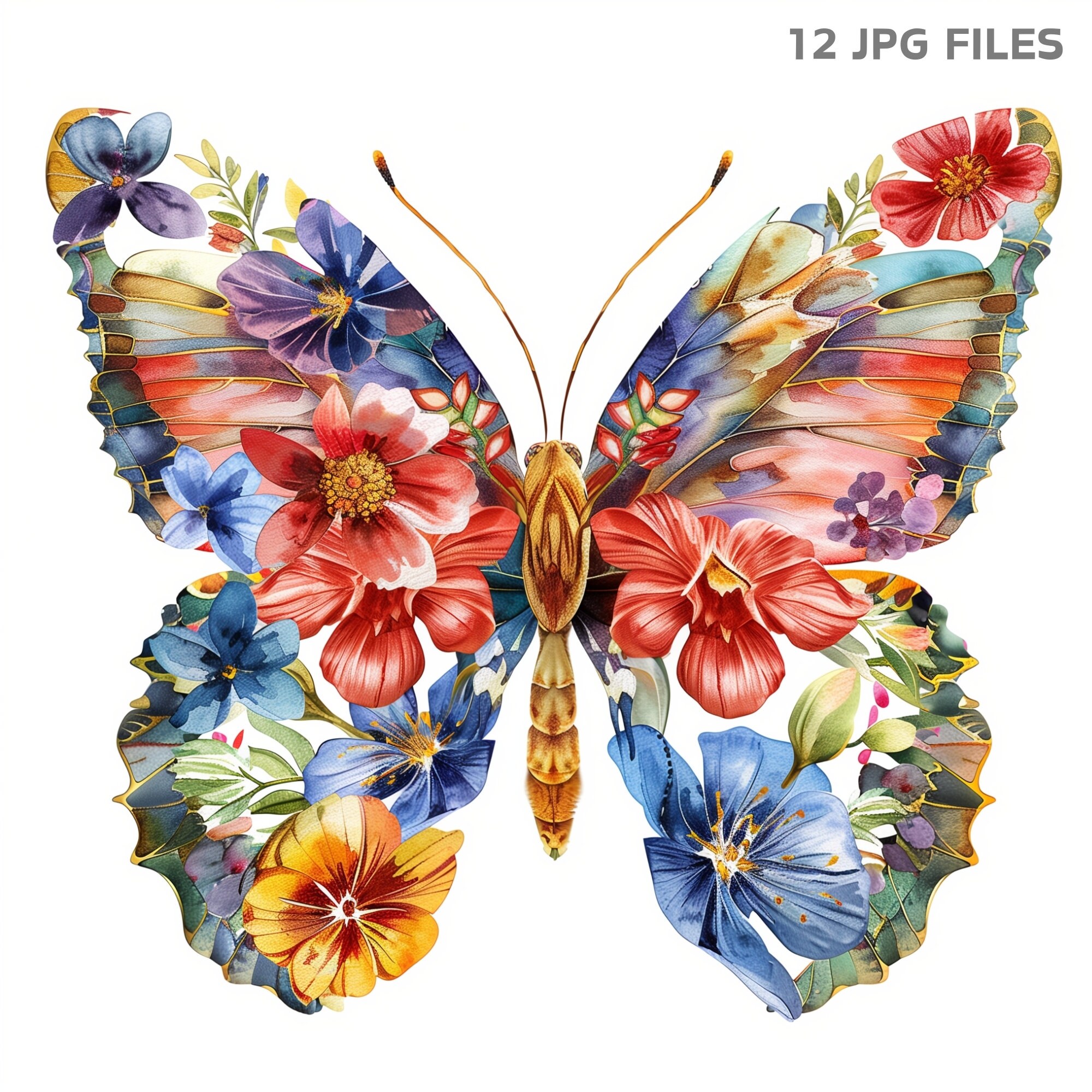 12 Spring Butterfly Clipart Set for Crafting and Digital Projects ...