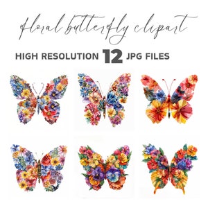 12 Spring Butterfly Clipart Set for Crafting and Digital Projects ...