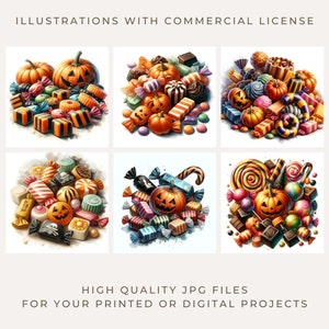 Spooky Halloween Sweets Clipart Bundle, Digital Watercolor Candy ...