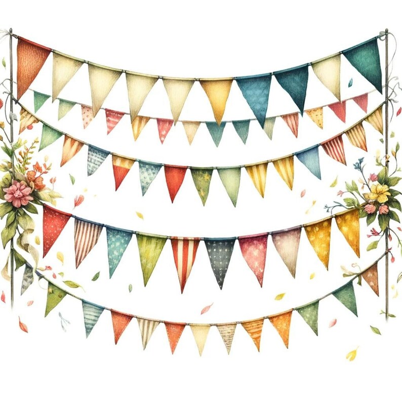 Party Bunting Clipart Bundle for Birthday Garlands and Invitations ...