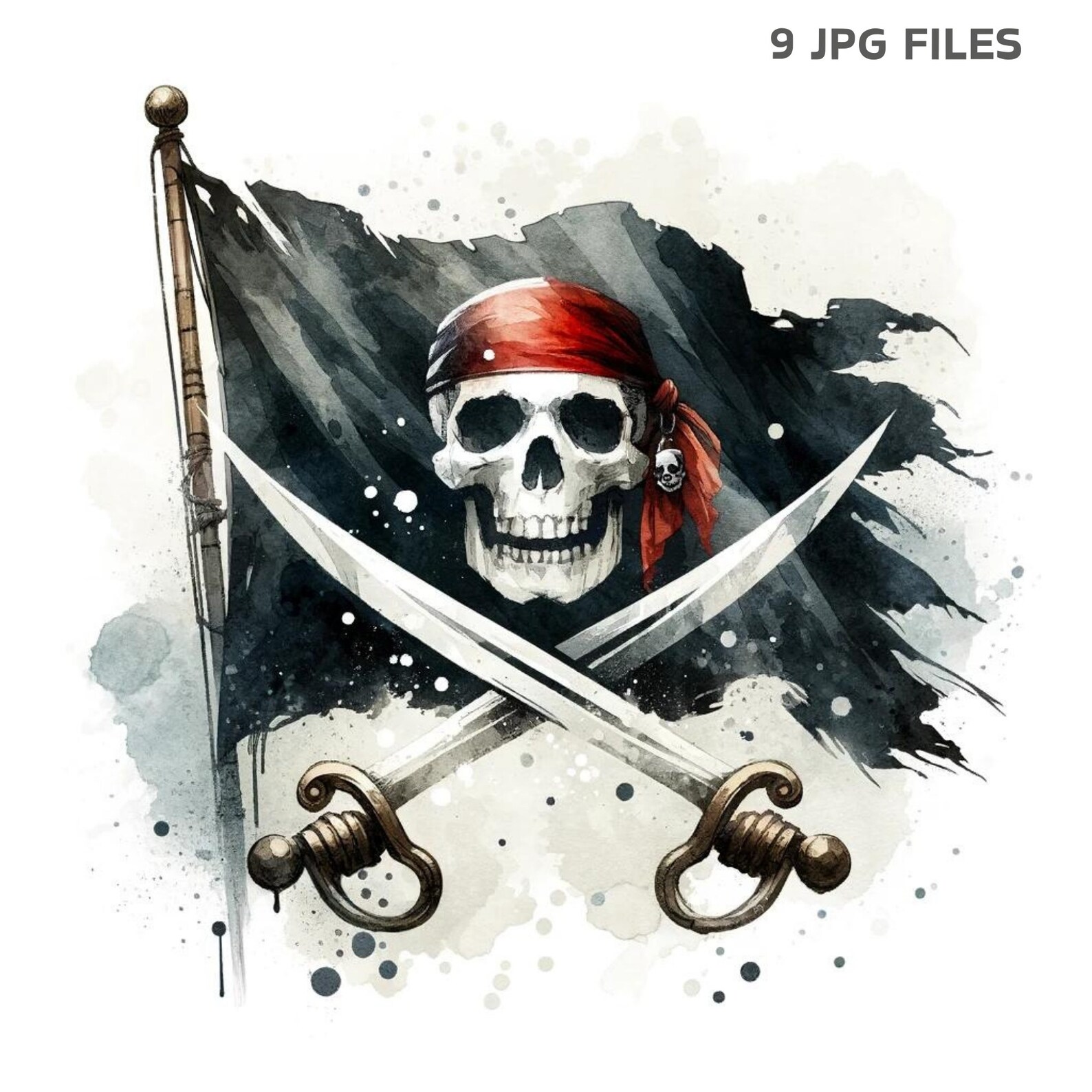 Pirate Flag Clipart for Commercial Use Digital Ephemera for Paper ...