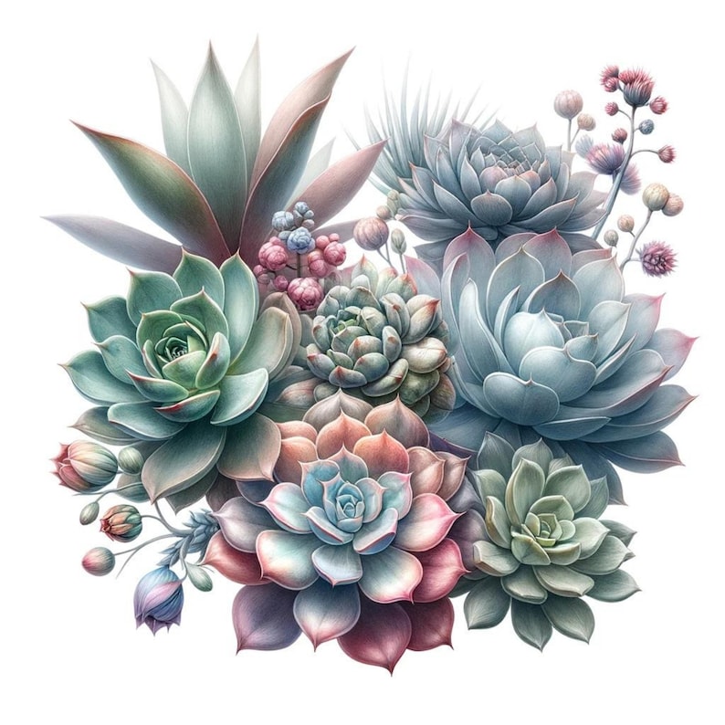 Watercolor Succulent Plant Clip Art for Junk Journals and Printable Art ...