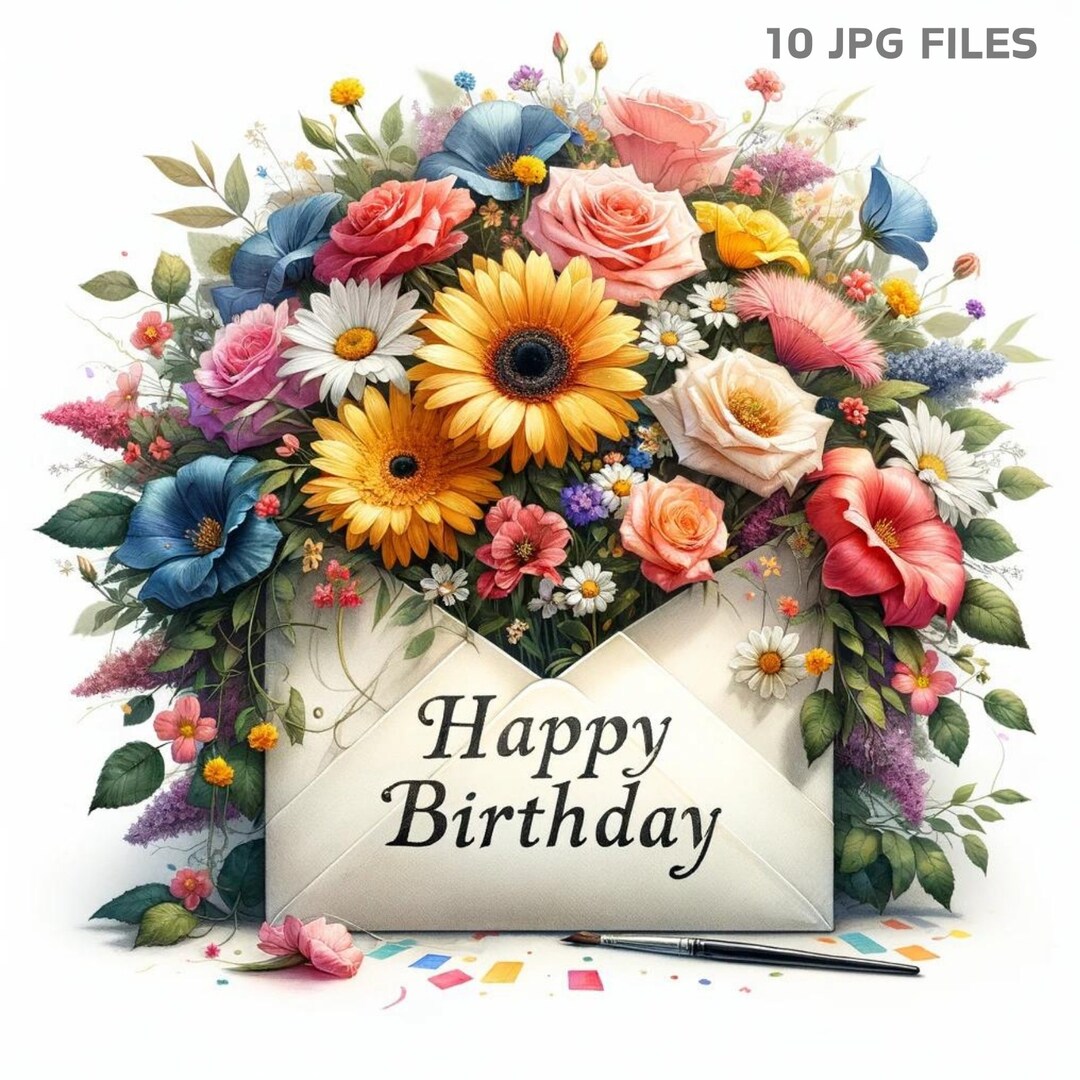 Happy Birthday Envelope JPG Files, Digital Crafting, Journaling Pages ...
