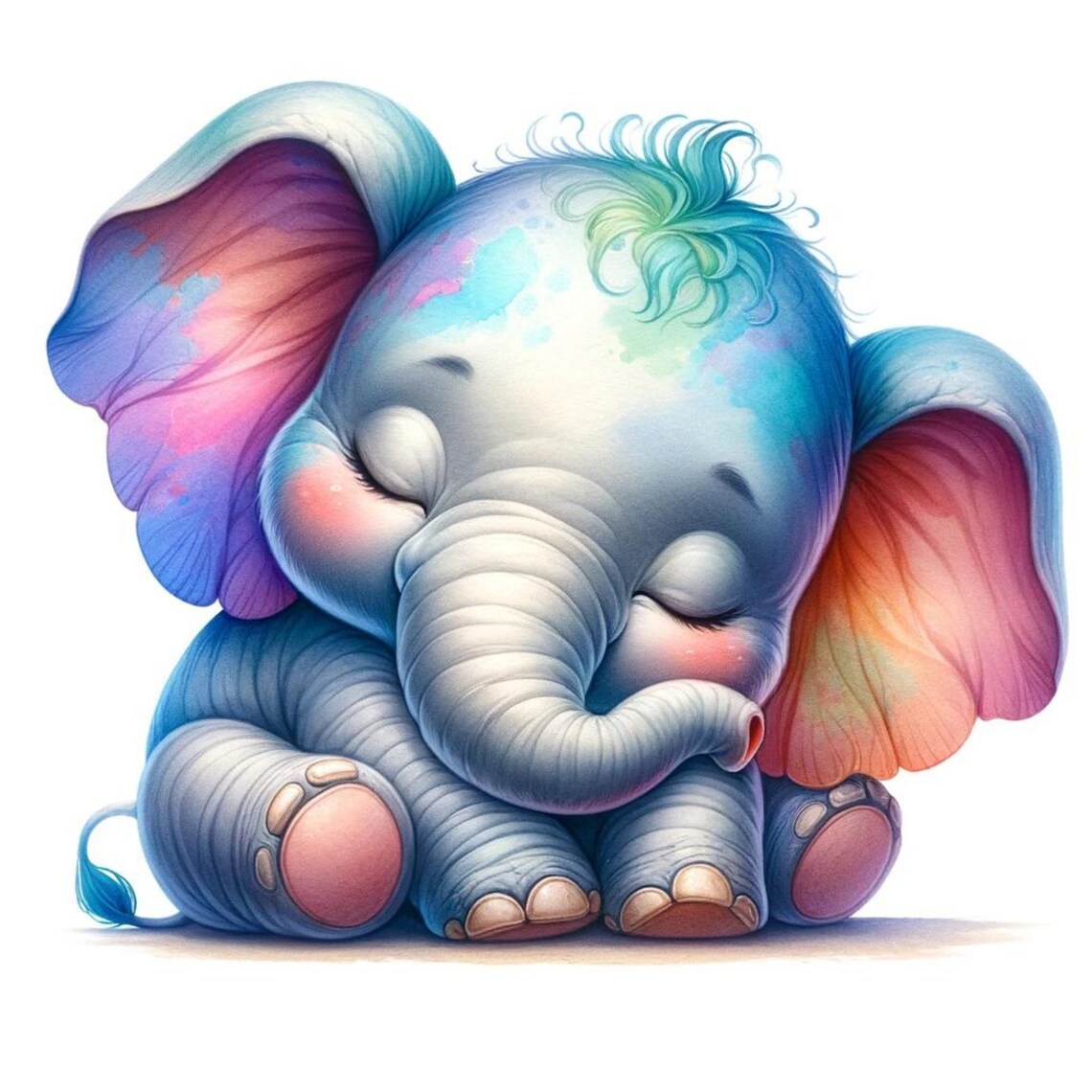 Watercolor Elephant Clipart Bundle, Instant Download for Cute Nursery ...