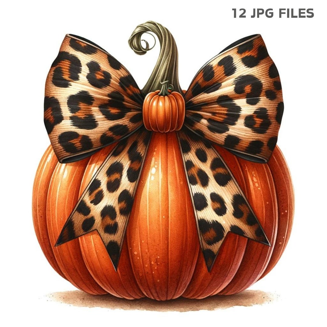 Autumn Watercolor, Leopard Pumpkin Clipart Set, Digital Crafting Images ...