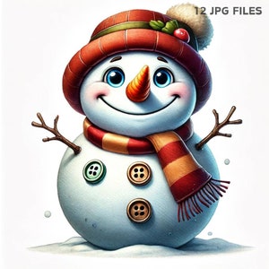 Funny Snowman Clipart Bundle, Cute Christmas Digital Crafting, Snowman ...