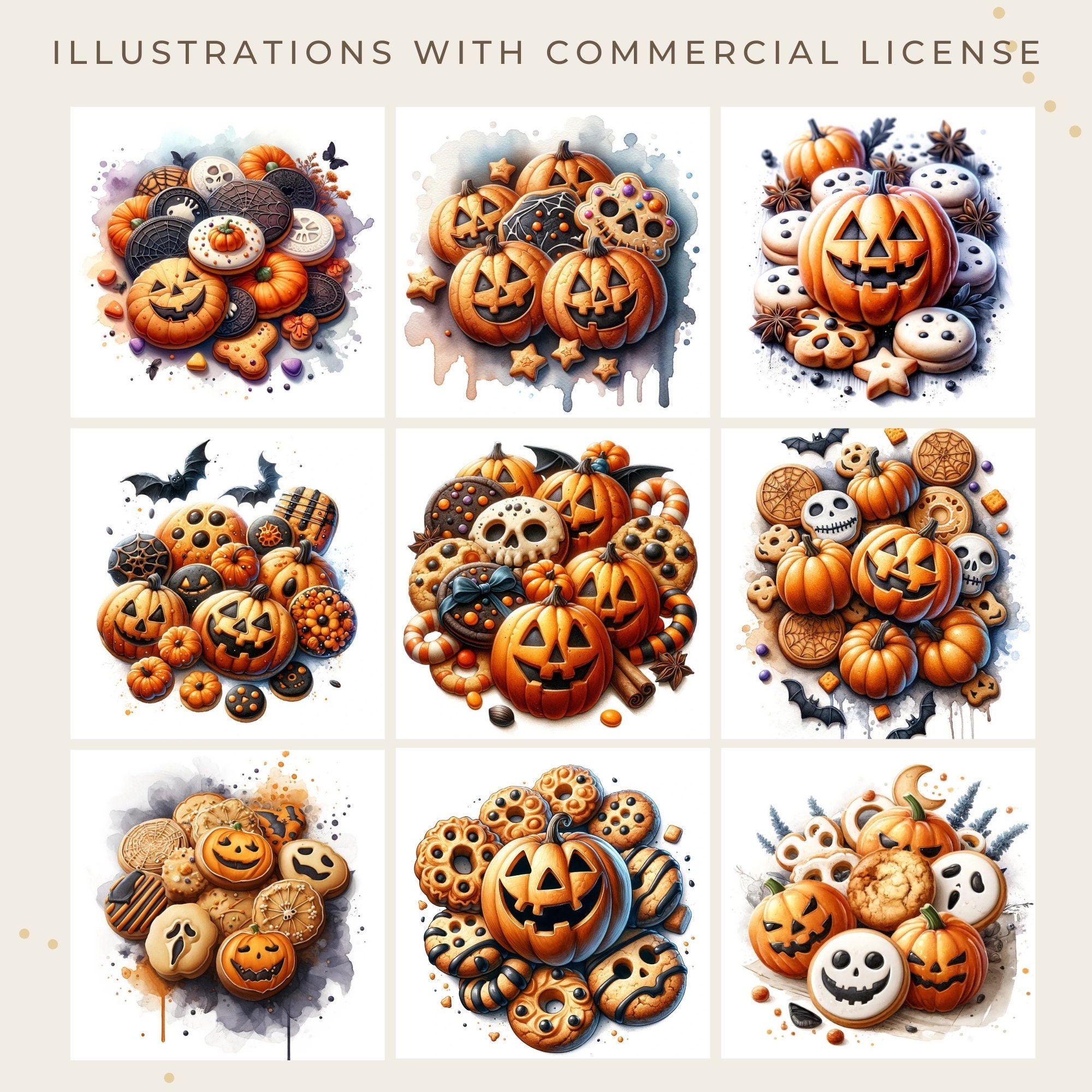 Spooky Halloween Cookies Clipart Set for Journaling, Instant Download ...