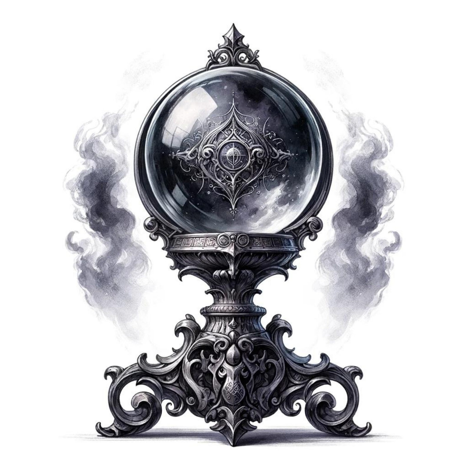 Gothic Crystal Ball Clipart, Instant Download for Digital Crafting ...