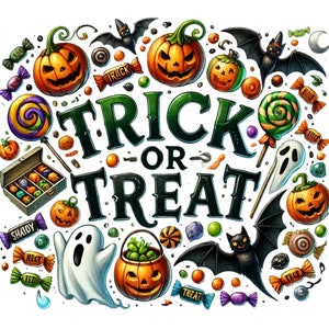 Trick or Treat Clipart Bundle, Cute Halloween Images for Junk Journals ...