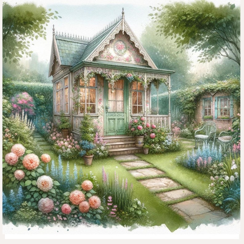 12 Shabby Chic Garden Journaling Pages,printable Design for ...