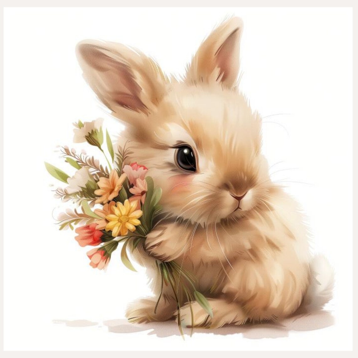 12 Watercolor Bunny Clipart, Instant Download, Digital Spring Clipart ...