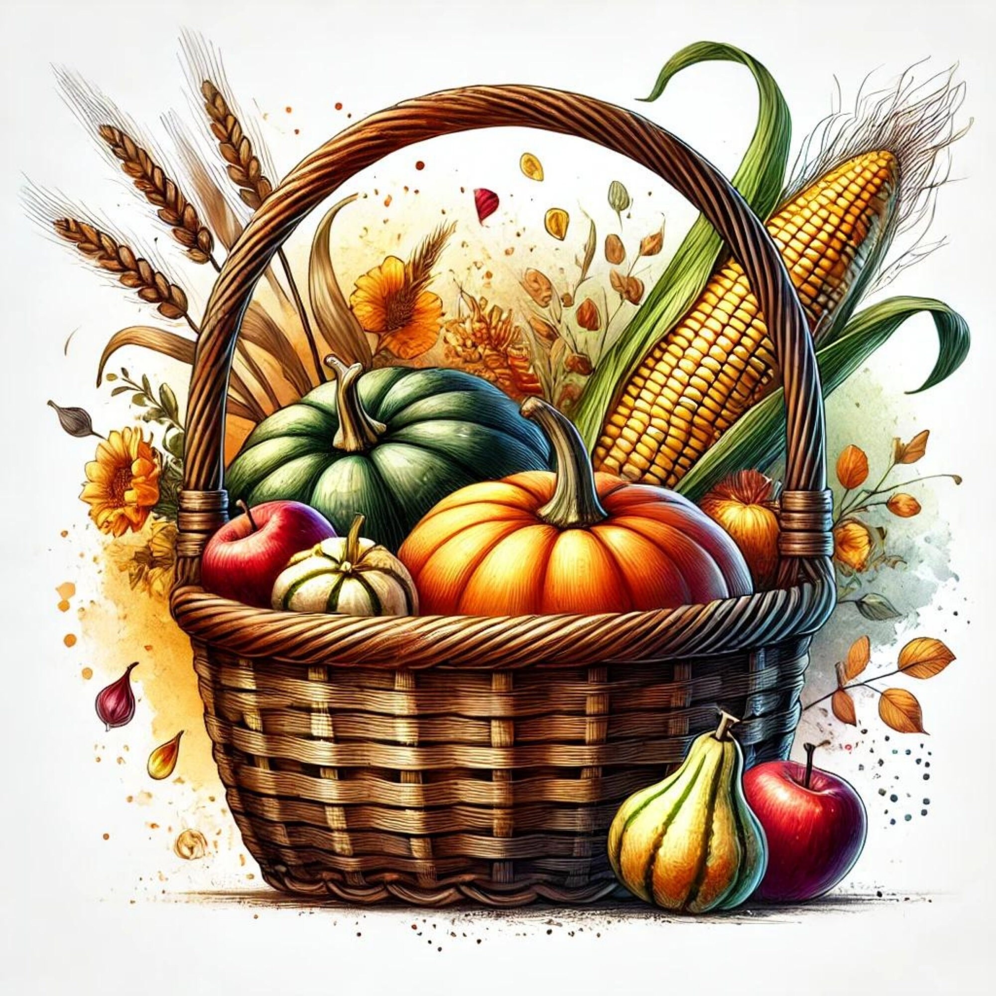 Autumn Harvest Watercolor Clipart Bundle, Digital Crafting, Vintage ...