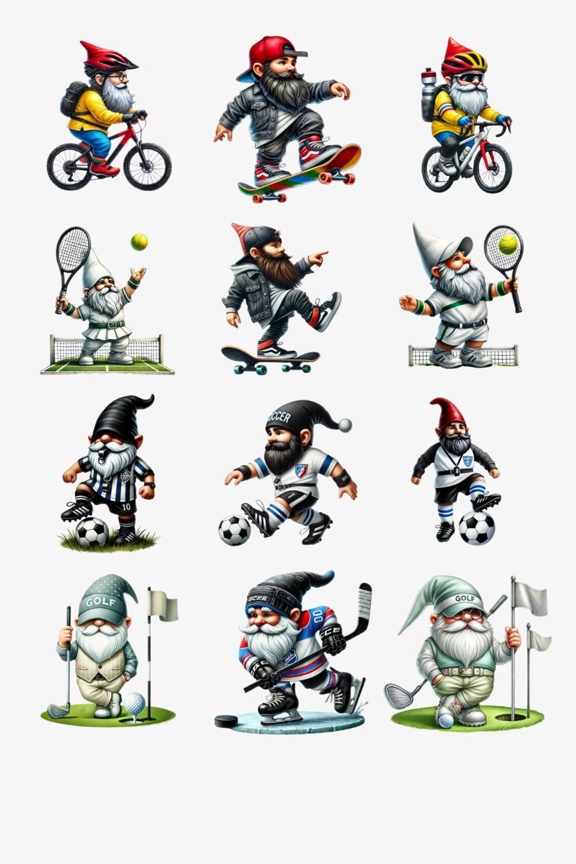 Sports Gnomes Clipart Set, Sublimation Designs for T-shirt & Stickers ...