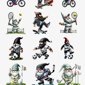 Sports Gnomes Clipart Set, Sublimation Designs for T-shirt & Stickers ...
