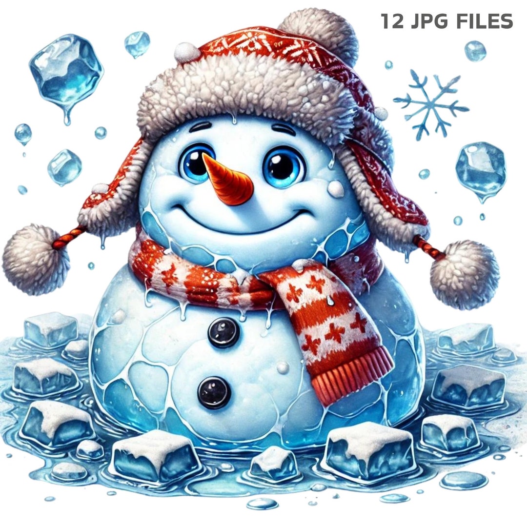 Funny Snowman With Ice Floes, Digital Images for Junk Journals, Crafts ...