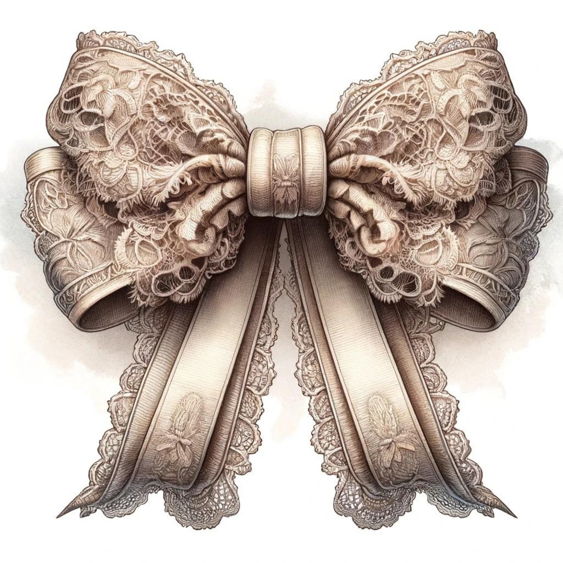 Retro Lace Bow Clipart, Shabby Chic Decor, Coquette Aesthetic Digital ...